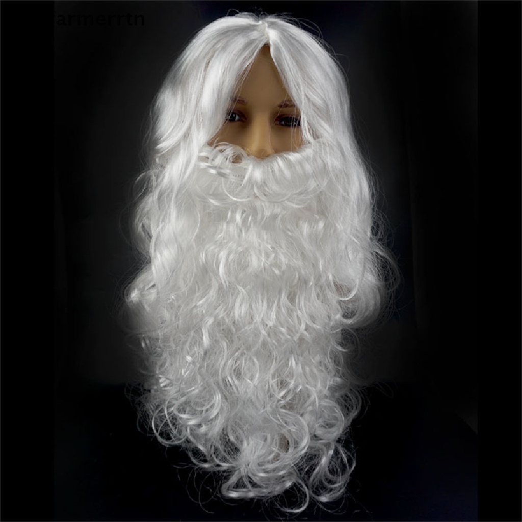 iffar 1Set Christmas Cosplay Wig Beard Santa Claus Beard Wig Full Set ...