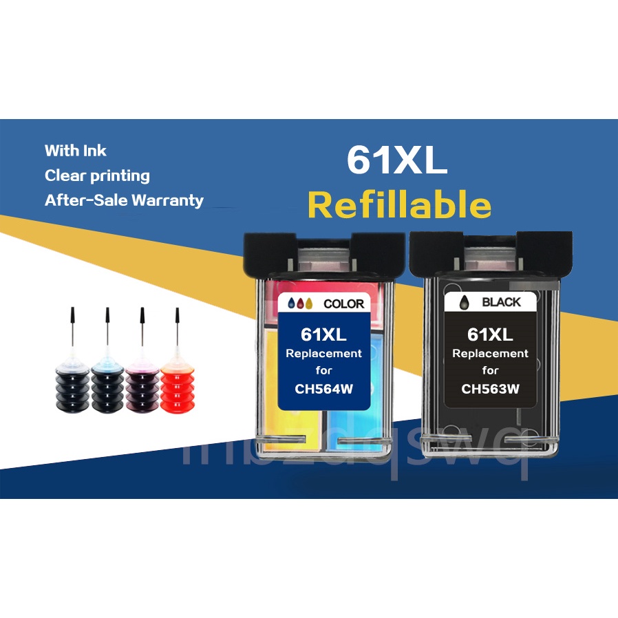 compatible 61 ink 61xl black hp61 hp61xl refillable ink cartridge for ...