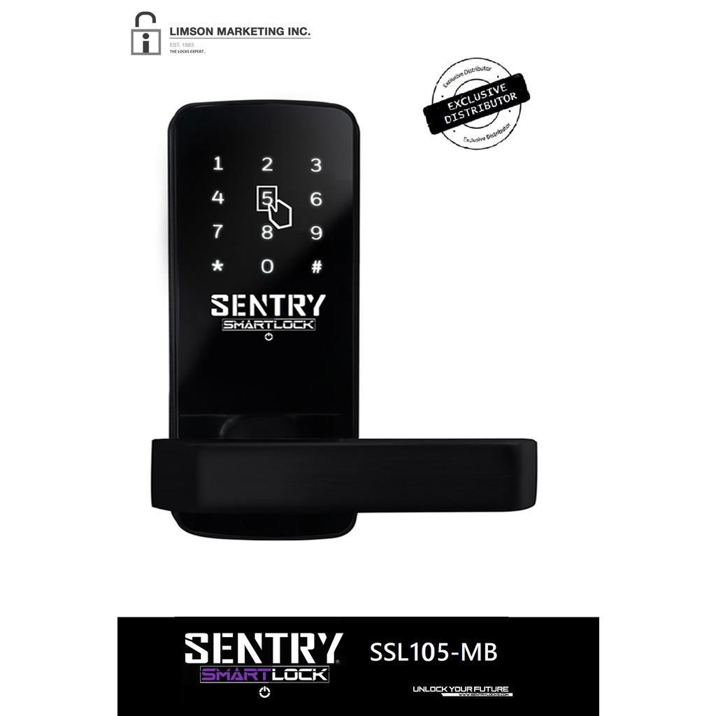 SENTRY SSL105-MB SMART DOOR LOCK MATTE BLACK FINISH | Shopee Philippines
