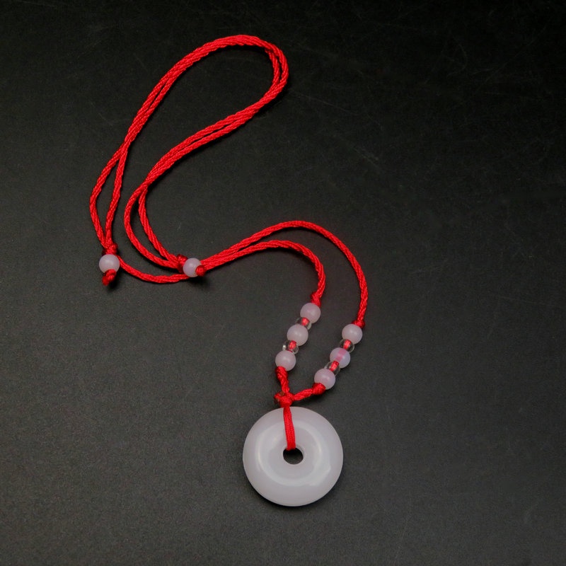 Imitation jade safety buckle jade thread red rope necklace activity ...