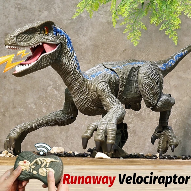 2.4G RC Dinosaur Raptor Jurassic world Remote Control Velociraptor Toy Electric Walking dragon ...