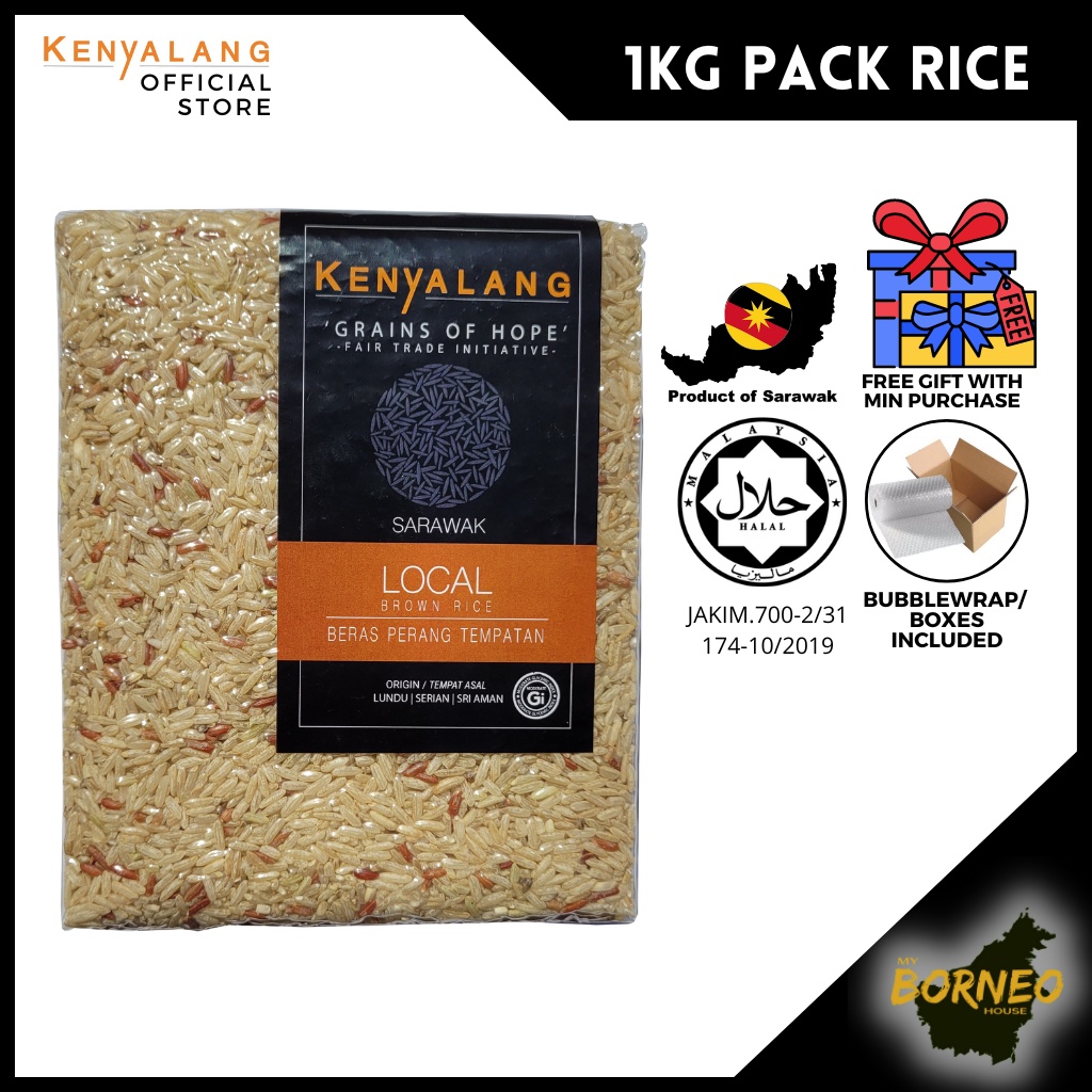 1kg Sarawak Local Brown Rice/Sarawak Local War Rice/Rice - Kenyalang ...