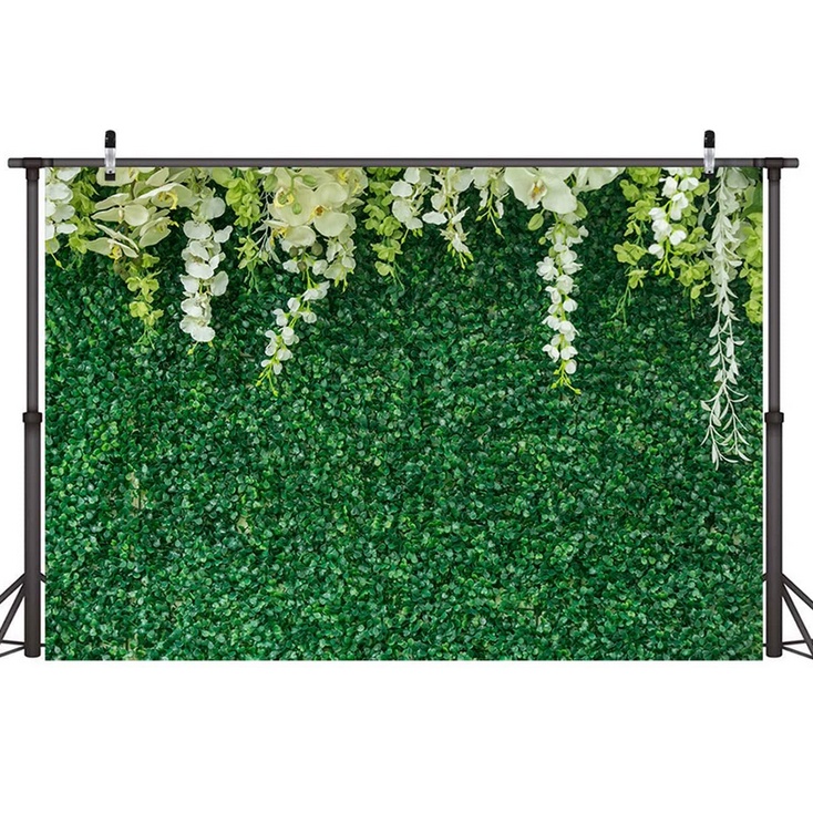 Greenery Backdrop with Flowers Green Leaf White Flower Photo Backdrops ...