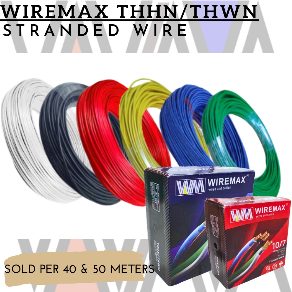 WIREMAX THHN/THWN STRANDED WIRE #10/7 (5.5mm) & #8/7 (8.0mm) per 40 and ...