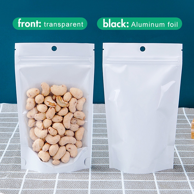 100pcs Half Colorful Aluminum Half Clear Stand Up Pouch Packaging Resealable Full Window ...