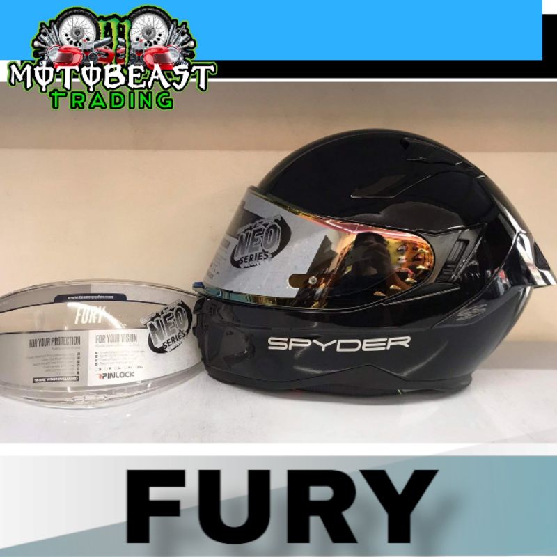 SPYDER Fury PD Fullface Dual Visor Helmet w/ Free Extra Clear Visor ...