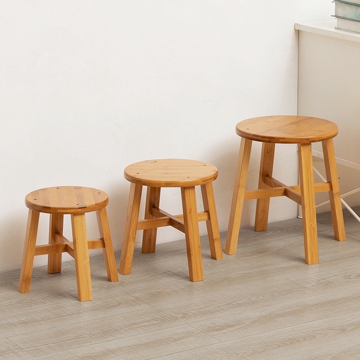 M&A PHC Small/Medium/Large/Bamboo Round Solid Wooden Stool Chair/Bar ...