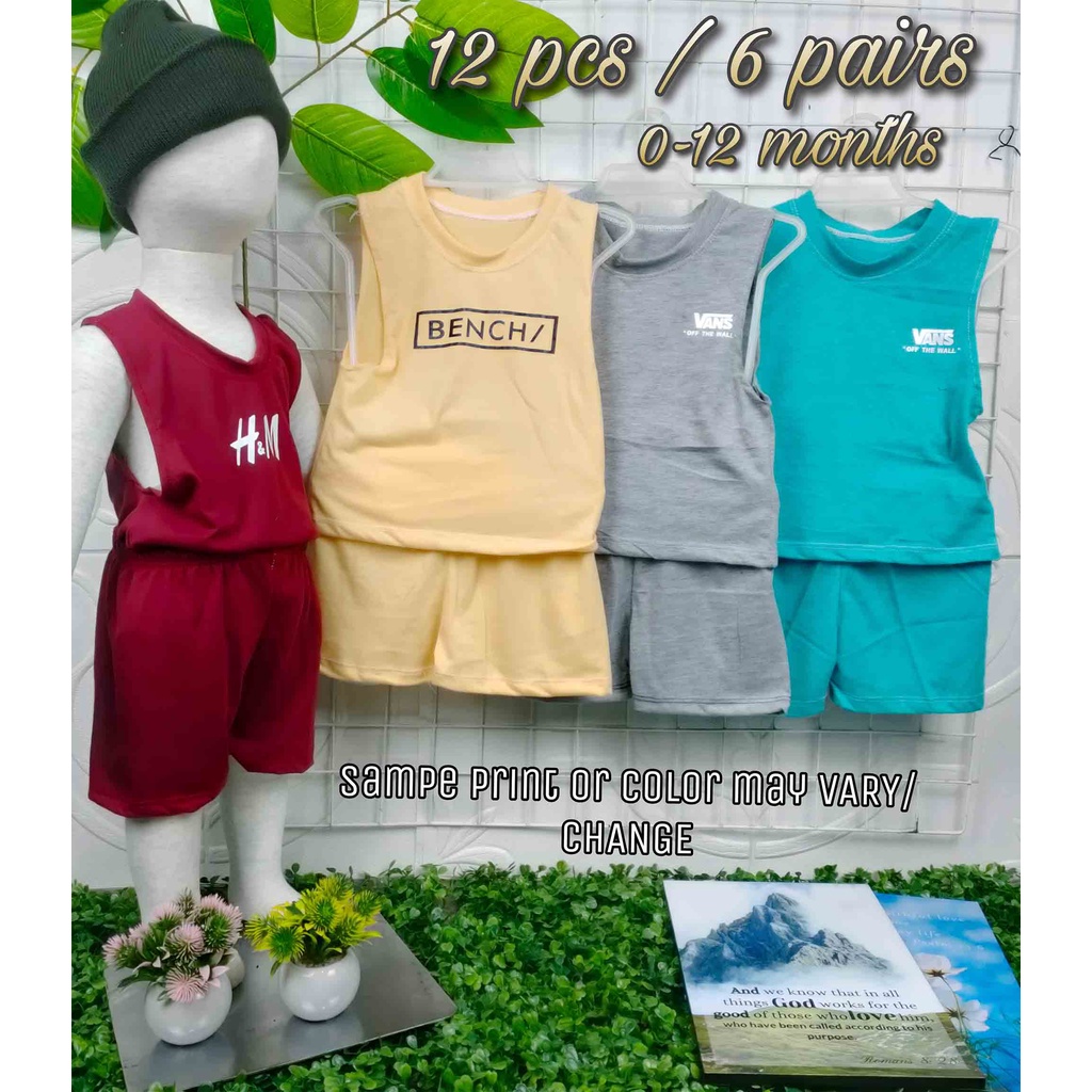 12 PCS/ 6PCS SANDO SHORT TERNO,BABY CLOTHES,TANK TOP STYLE 0-10 MONTHS ...