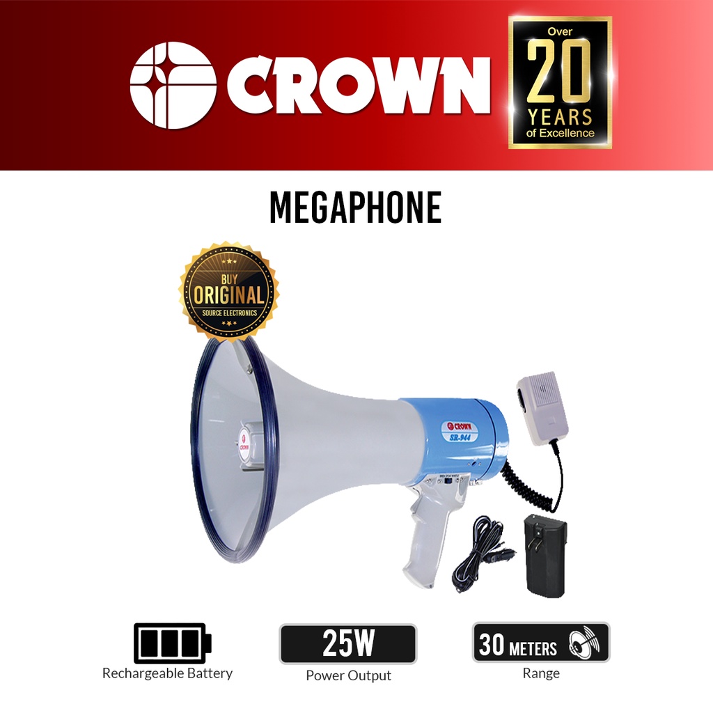 Crown SR-944 Rechargeable Megaphone | Shopee Philippines