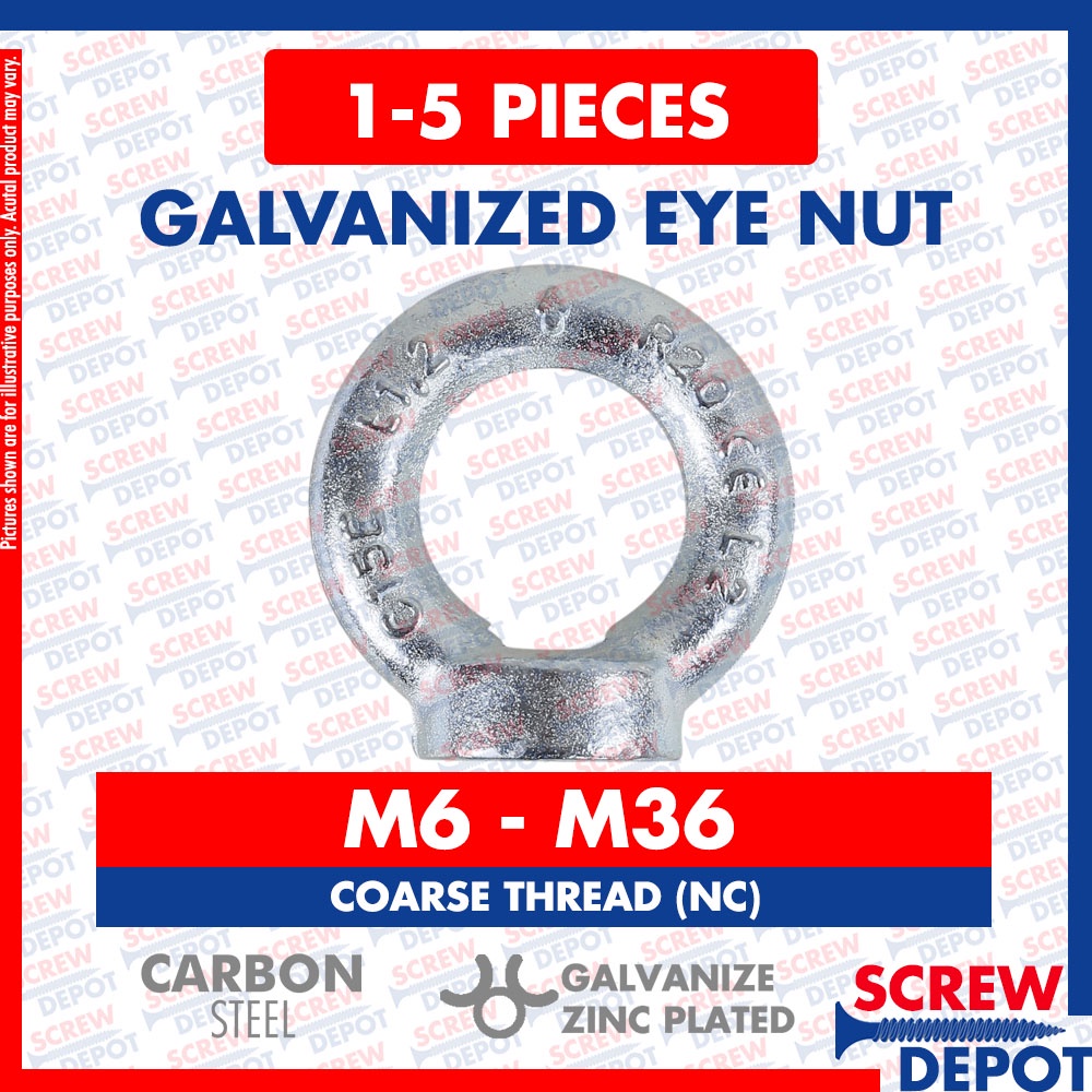 1-5PCS Eye Nut Galvanized for Lifting Rope Nut Screw Depot | Shopee ...