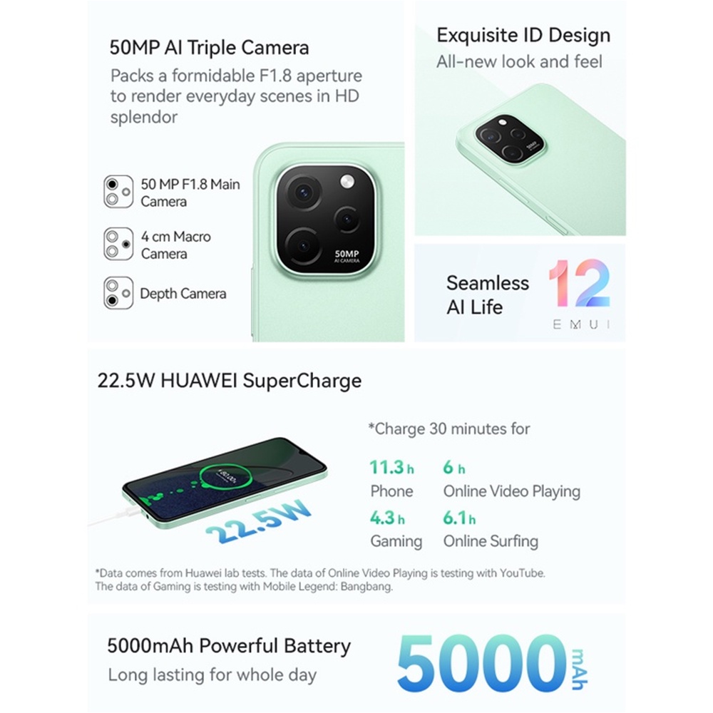Huawei Nova Y61 Smartphone Ai Triple Camera Super Charge 22.5 W 6gb ...
