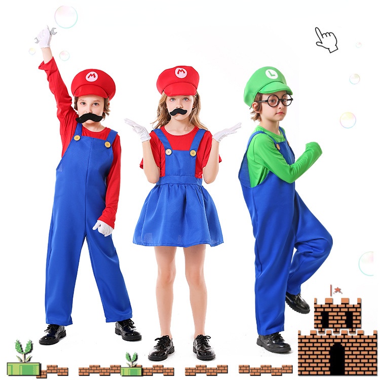 Nintendo Game Mario and Luigi Costume for Kids Boy Super Mario Costume ...