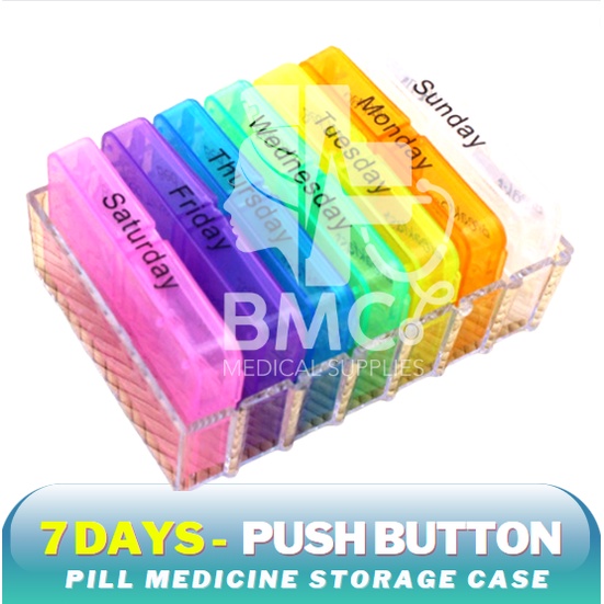 7 Day Colorful Push Button Pill Holder Travel Medicine Box Case ...