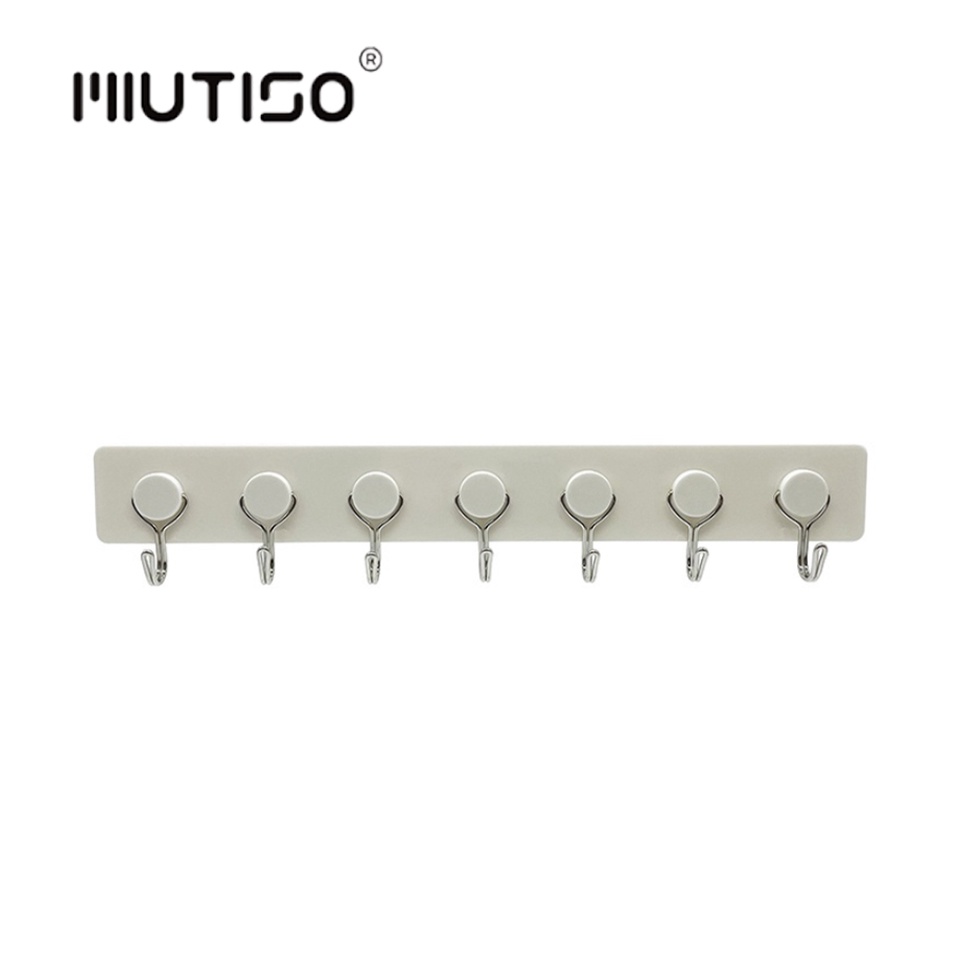Miutiso Adhesive Wall Mounted Row Plastic Hooks for Kitchen Bathroom ...
