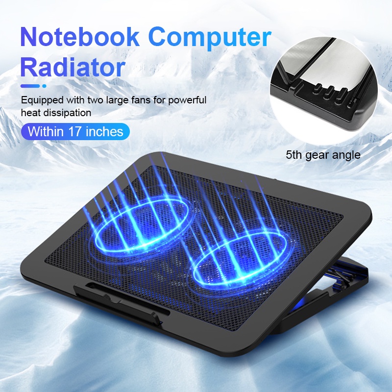 Laptop Cooler Pad Adjustable Laptop Cooling Pad With 2 Fans 17" LED ...