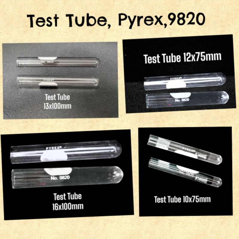 Pack of 5pcs: Test Tube, Pyrex13x100mm, 16x100mm,10x75mm,12x75mm ...