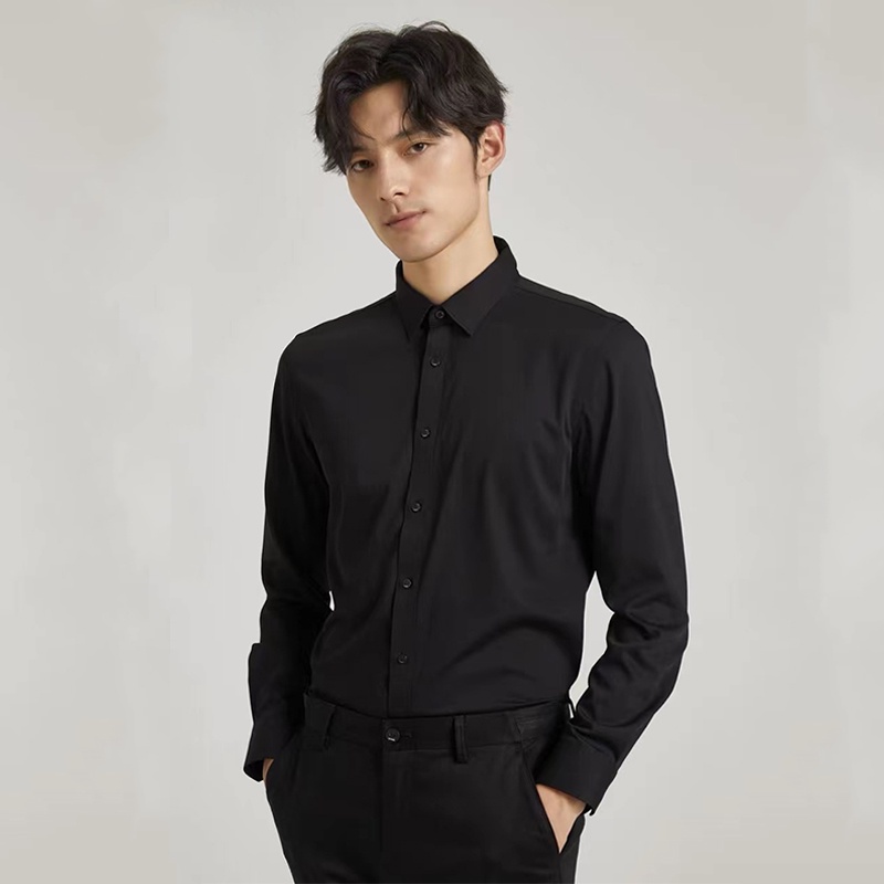 Long Sleeve Polo Shirt for men work shirts Classic Korean man plain casual fashion Business ...