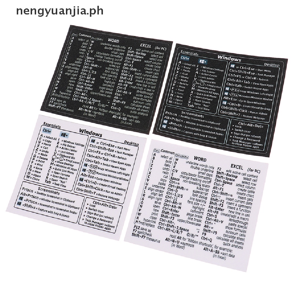 YUANJIA 14 Windows PC Reference Keyboard Shortcut Sticker Adhesive for ...