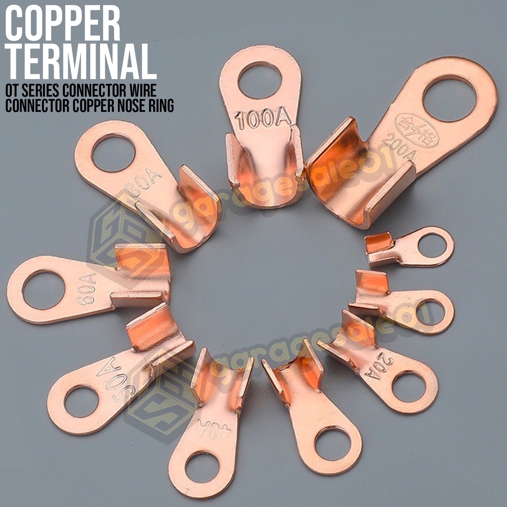 🟨Ready stock 5PCS Copper Terminal OT Series connector wire connector Copper Nose ring (ALL AMPS ...