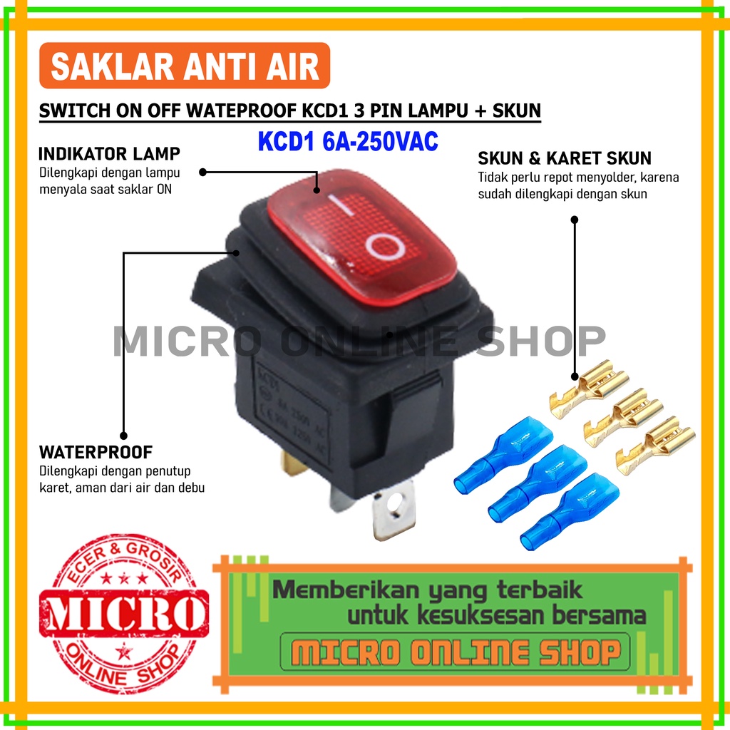 MERAH Red Waterproof 3 Leg On-Off Switch + Skun Switch On-Off ...