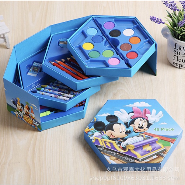 46pcs coloring set for kids girls painting stationery set gift box ...