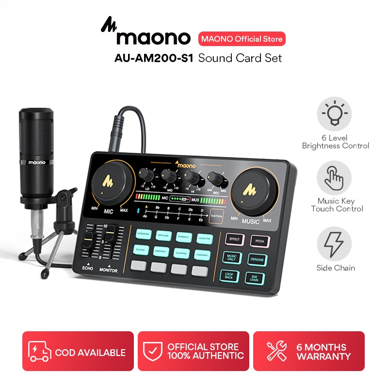 Maono AU-AM200-S1 Sound Card Condenser Microphone Set Professional ...