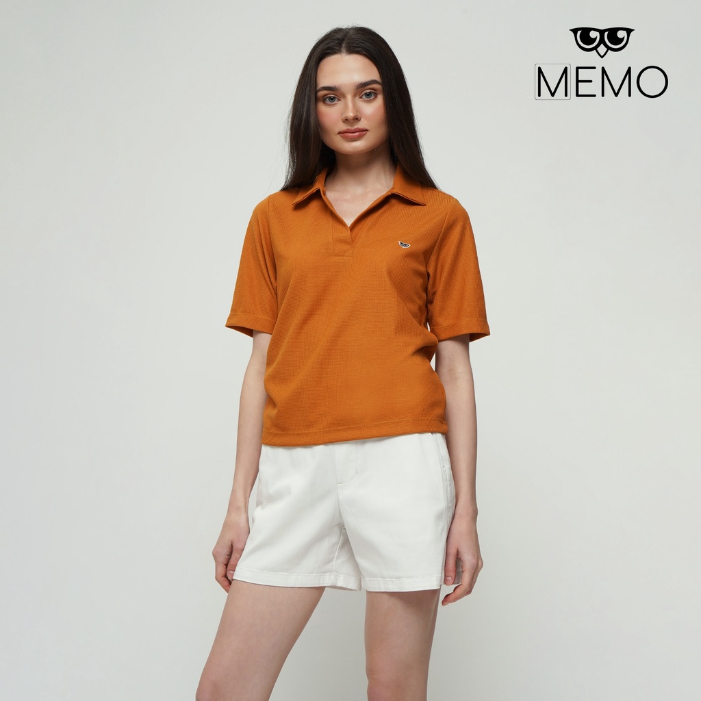 Memo Textured Polo For Women (Mustard) | Shopee Philippines