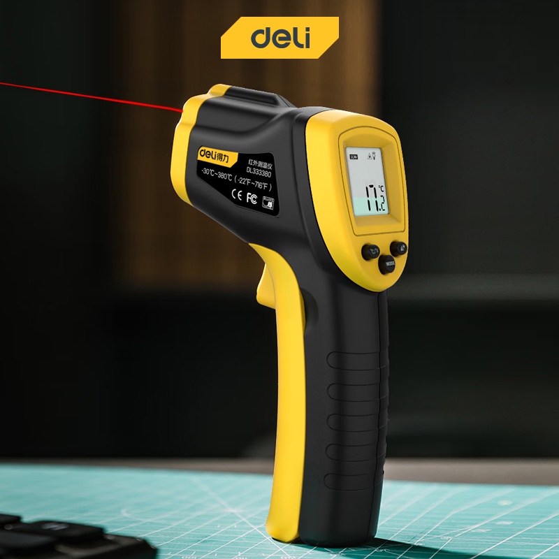 Deli -30~380℃ Digital Infrared Thermometer Non-Contact Industrial ...