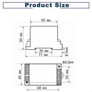 3ph AC Voltage Transmittert 500V Voltage Sensor Detector Analog Output ...