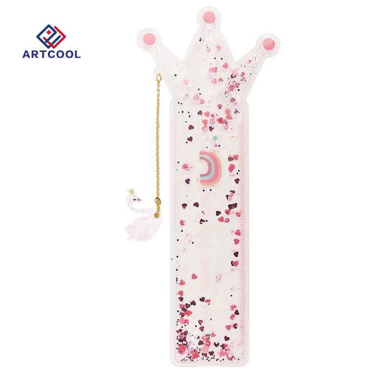 Crown Swan Rainbow Series Design Pink White Ruler For Kids School ...