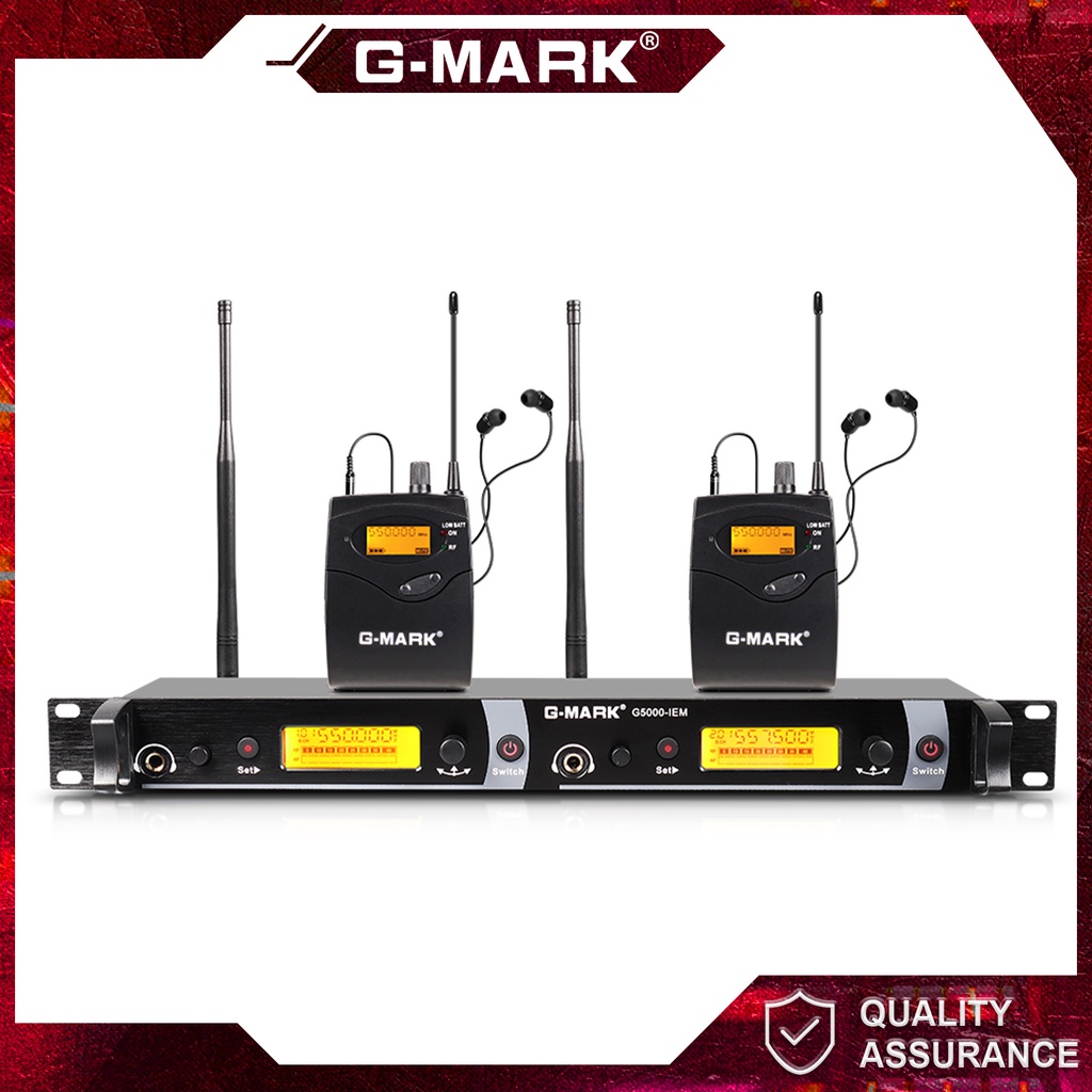 G-MARK G5000 IEM UHF Wireless In Ear Monitor System 2 Channel ...