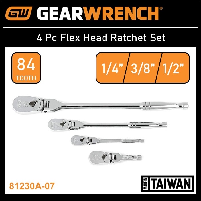 GearWrench 4-piece 84-tooth Flex Head Ratchet Set - 81230A-07 | Shopee ...