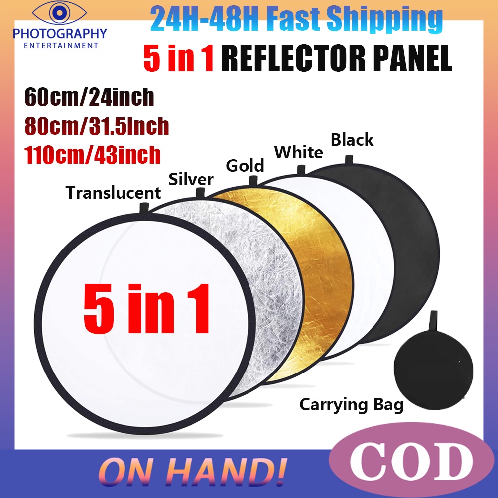 5 in 1 Reflector Photography 60/80/110CM Collapsible Portable Light ...