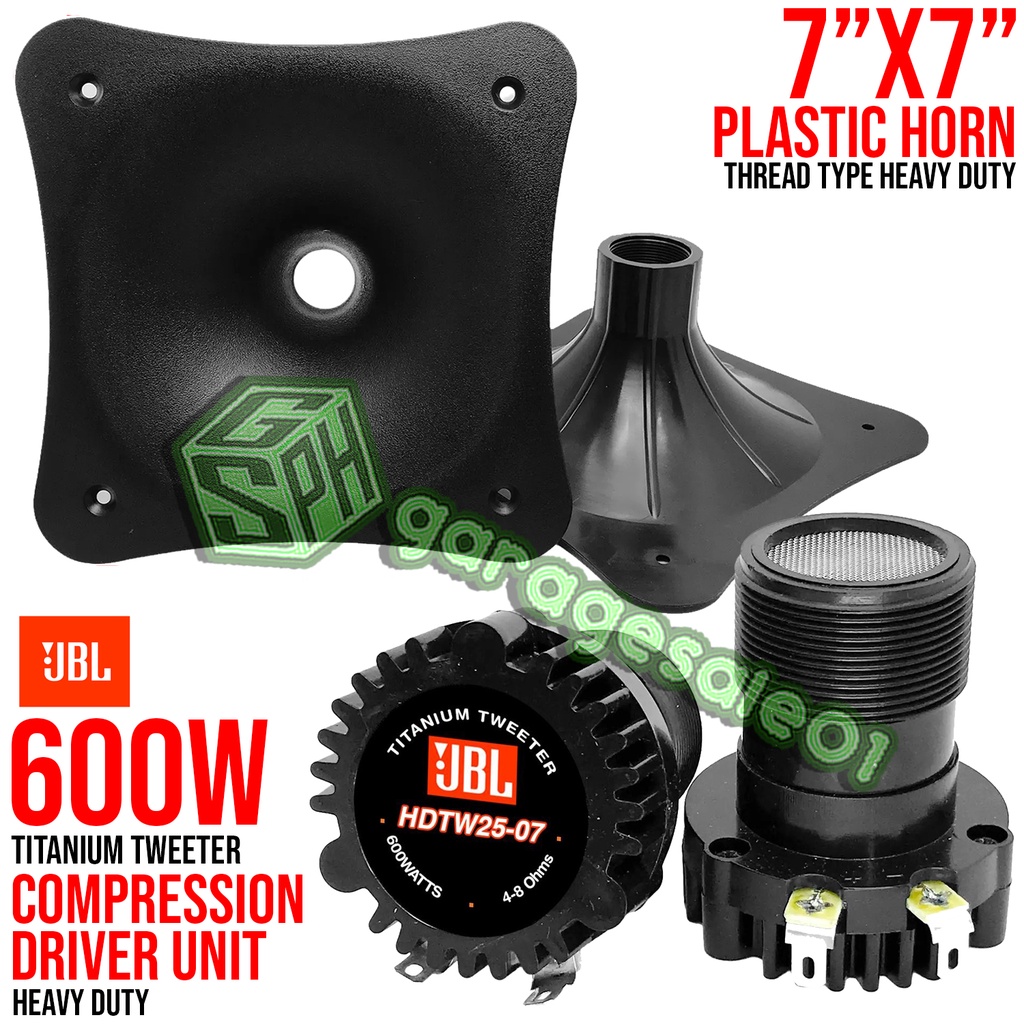 Plastic Horn 7"X7"Curved Side Thread Type W/ JBL 600W Titanium Tweeter ...