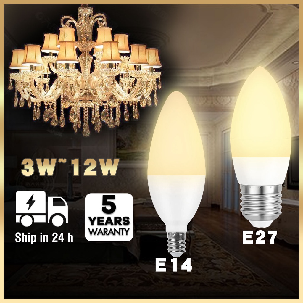 【COD】Edison Candle Bulb Warm White Led Bulb Light E12 E14 E27 Yellow Led Light Bulb For Room 1W ...