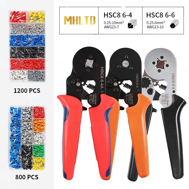 HSC8 6-4A 6-6 Crimping Tool Wire Stripper Crimp Connector Wire Crimper Ferrule Crimping Pliers ...