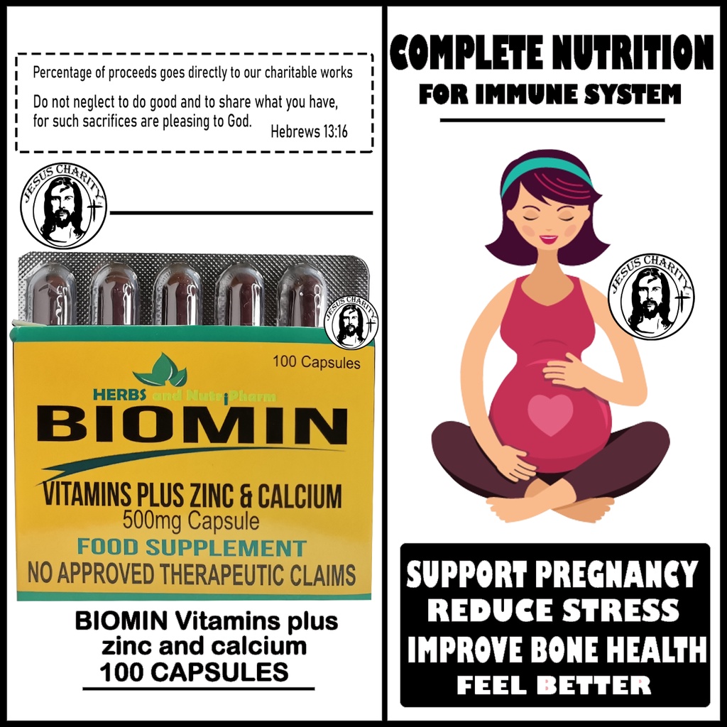 Biomin Vitamin Plus Zinc & Calcium 100 Capsules - jesuscharity store ...
