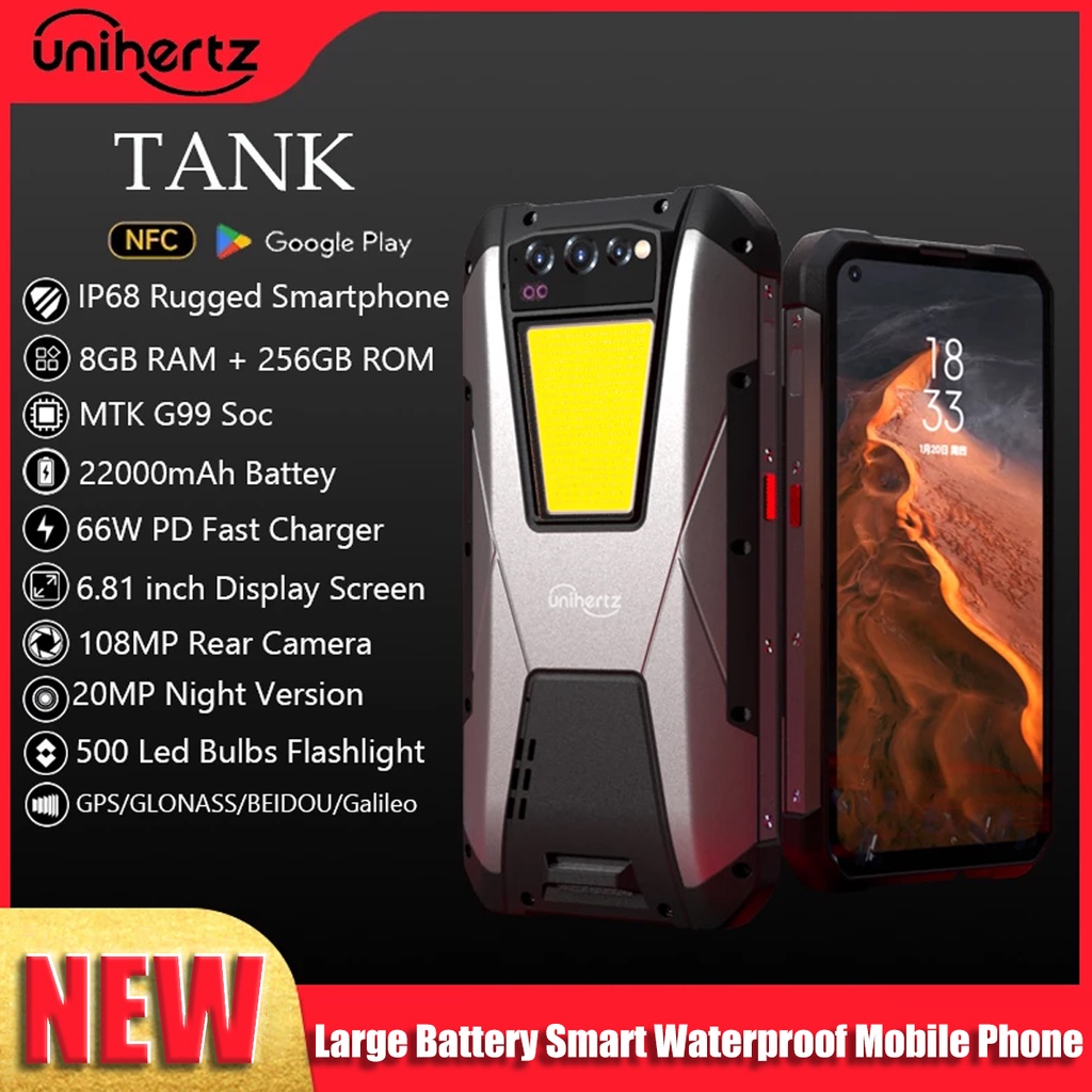 【In Stock】Unihertz TANK Larger Battery Rugged Smartphone Android 12 22000mAh Night Vision 108MP ...