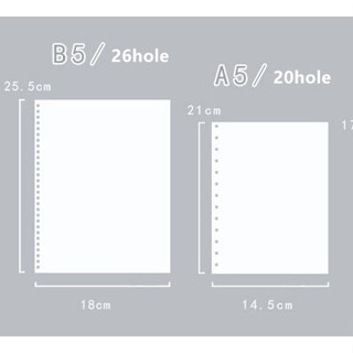 0umi Loose Leaf A5/B5/A4 Binder Notebook Refillable Refill Papers 20/26/30 holes 60sheets ...