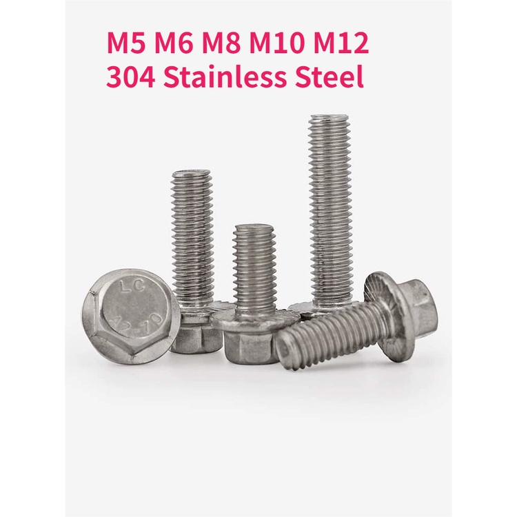 M5 M6 M8 M10 M12 304 Stainless Steel Hexagon Head with Serrated Flange Cap Screw Hex Washer Head ...