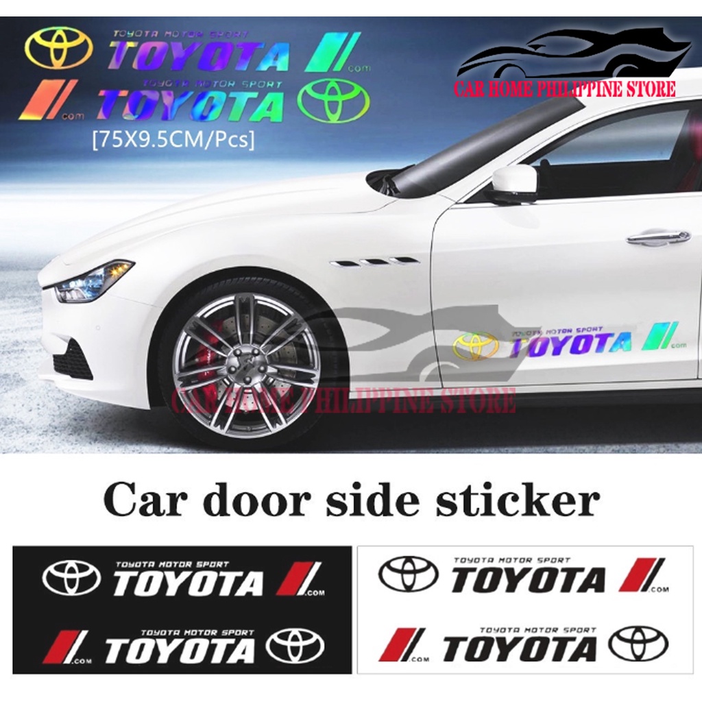 2Pcs Toyota Sticker Car Laser Decoration Body Side Sticker Door Flower ...