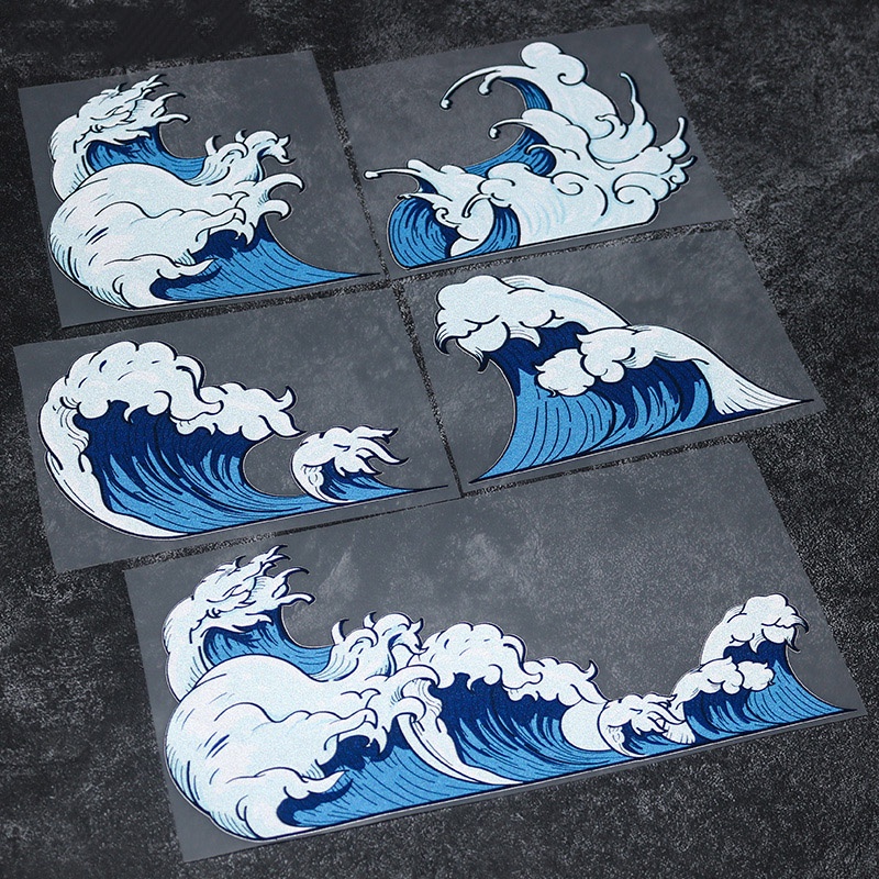 1 Pcs Sea Waves JDM Japanese Style Sticker Body Scratch Cover Stickers ...