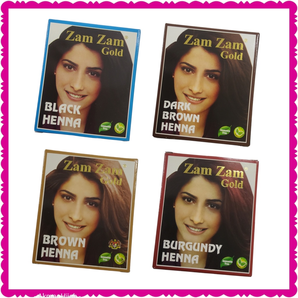 HITAM { Herbal Based } 4 colors ZAM ZAM GOLD Hair Henna Powder - Black ...