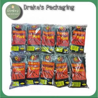 [25pcs] Disposable Spoon and Fork White And Black Spork Set per pack ...