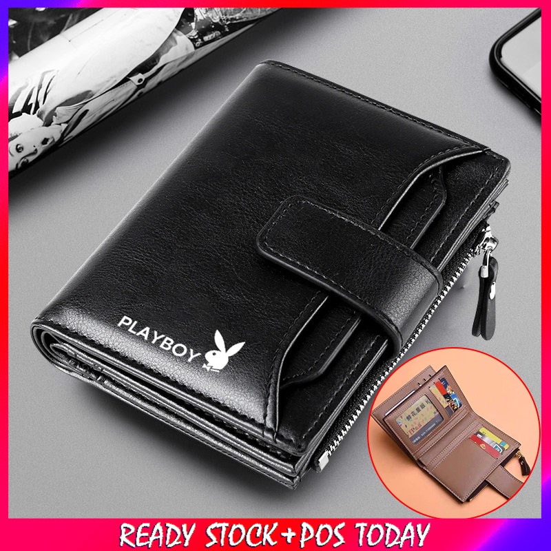 Men's leather short wallet Fashion multiple card bag multiple clip ...