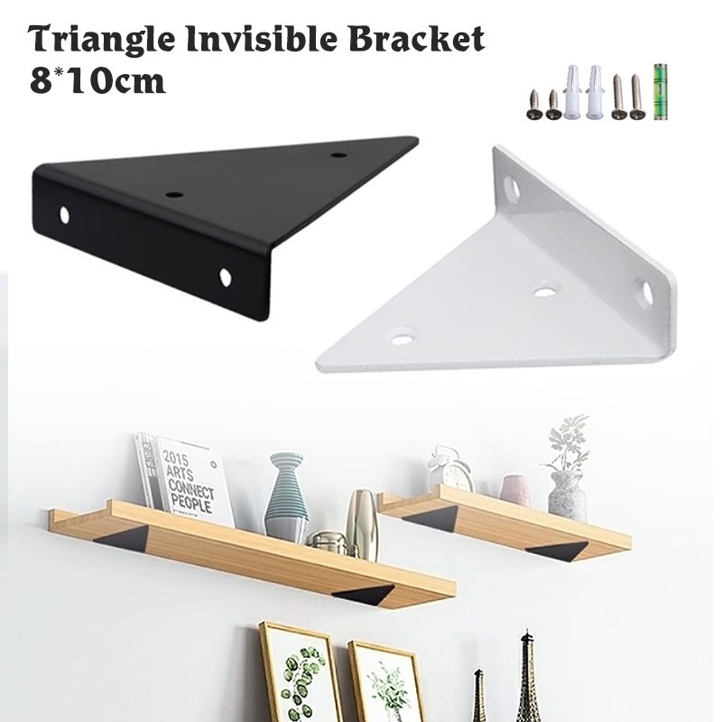 2 Pack Shelf Brackets 8*10cm Hidden Triangle Shelf Bracket with Screws ...