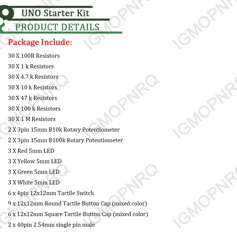 Handy Portable Resistor Kit for Arduino Starter Kit UNO R3 LED ...