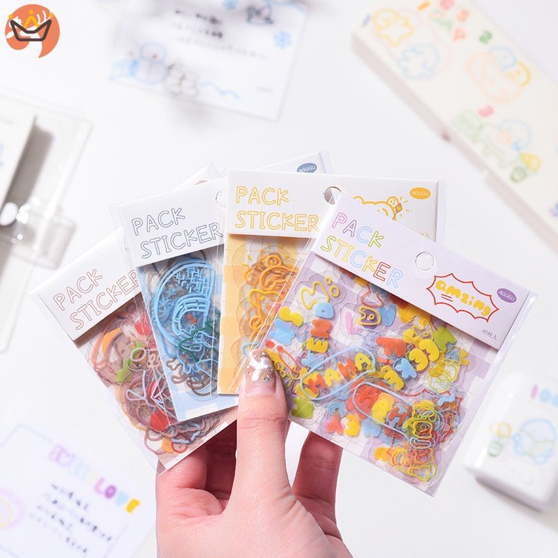 Cute sticker set For decorating diary, 40 sheets / YD pack CRT | Shopee ...
