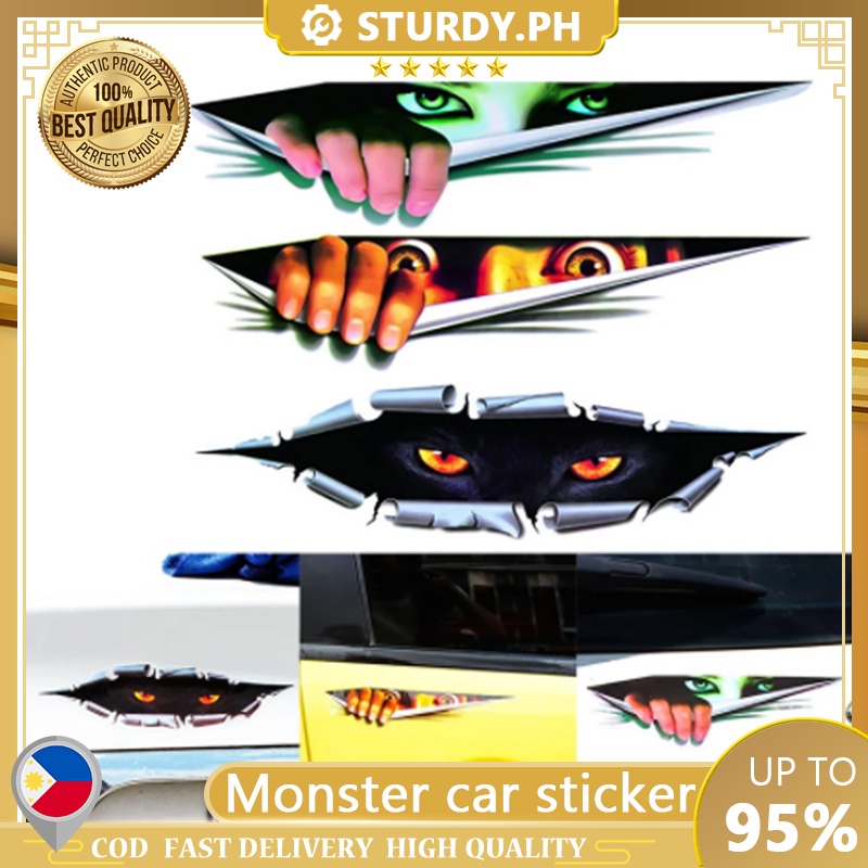 3D Car sticker Modified Creative car stickers peek monster sticker ...