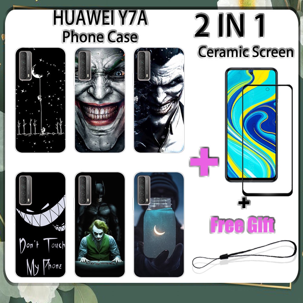 2 IN 1 HUAWEI Y7A Phone Case with Tempered Glass Ceramic Protector ...